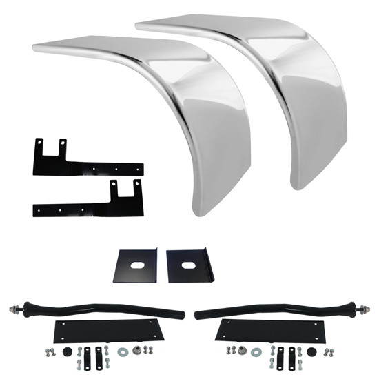 Vendetta Premium Stainless Steel Half Fenders - 33.5 Inch W/ Mounting Kit For Kenworth ...