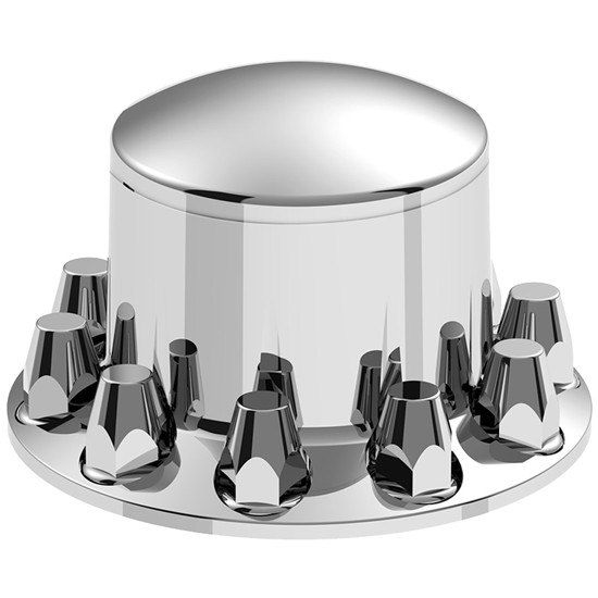 Chrome Dome Rear Axle Cover With 33mm Standard Style Push-On Nut Covers ...