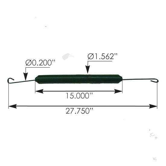 BESTfit 27.75 Inch Green Hood Spring For Peterbilt 386 & 388 - 4 State ...