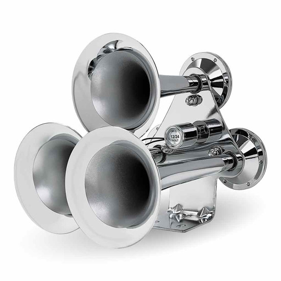 Extra Loud 3 Bell Compact Train Horn Chrome 130-135 Decibels - 4 State ...