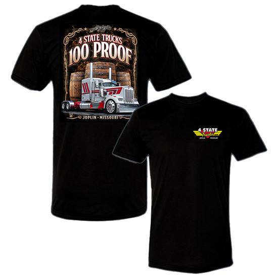 4ST 100 Proof Kenworth Black T-Shirt - 4 State Trucks