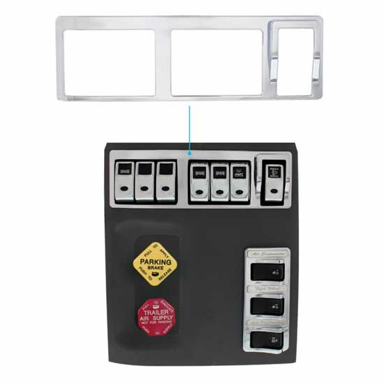 Chrome Upper Horizontal Rocker Switch Trim For Peterbilt 579 - 4 State ...