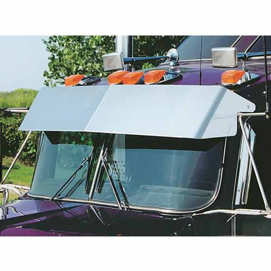 13 Inch Stainless Steel Drop Visor For Kenworth Curved Windshield - 4 State Trucks