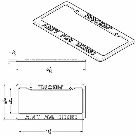 Chrome Plastic Truckin Aint For Sissies License Plate Frame - 4 State ...