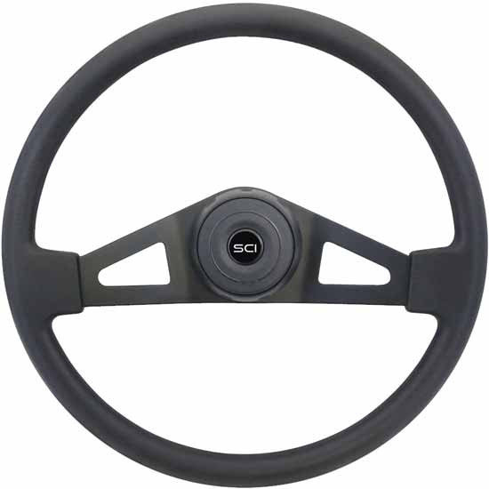 18 Inch Black 2 Spoke Black Poly Steering Wheel Kit With Matching Bezel ...