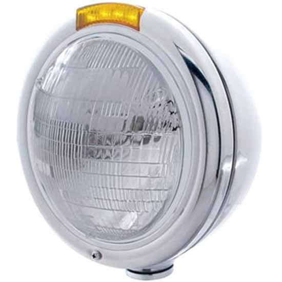 Classic Headlight W/ H6014 Halogen Sealed Beam Bulb, LED Turn Signal ...