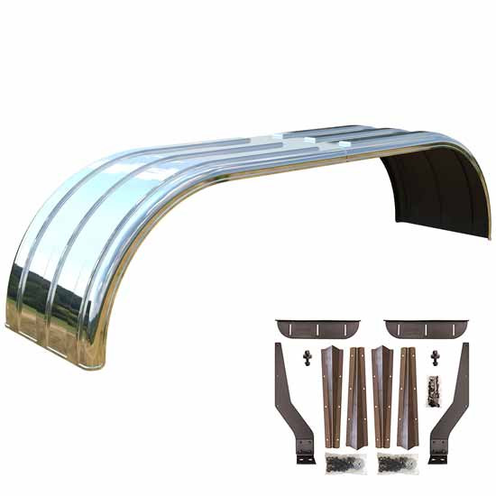 MIN900 Silver Mirror Finish Poly The Brute Tandem Axle Fender Kit W ...