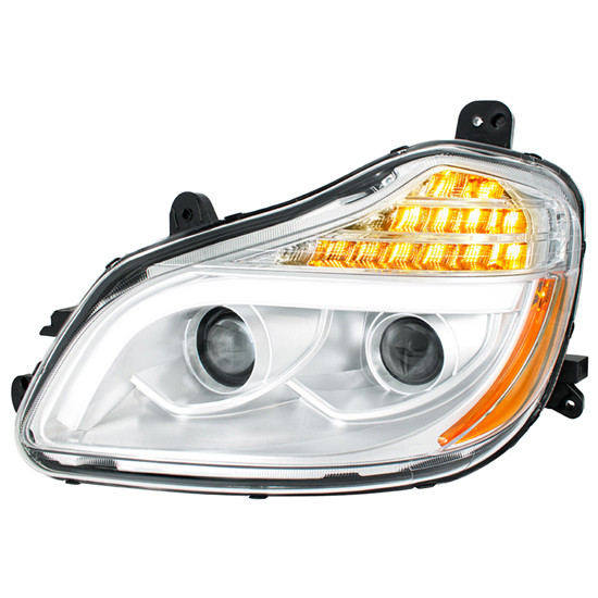 Kenworth T680 Chrome 8 LED Projection Headlight Assembly - 4 State Trucks