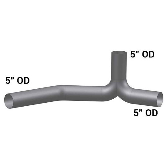 Peterbilt 377, 378, 379, 386 5 Inch Aluminized Y-Pipe Exhaust W/ 5 Inch ...