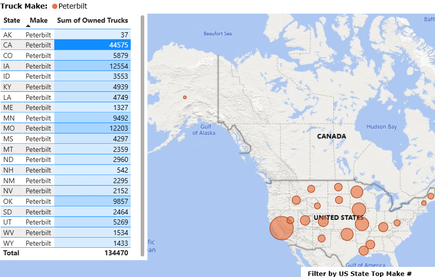 Top Semi Trucks Owned in Each State (Data for All 50 States) - 4 State ...