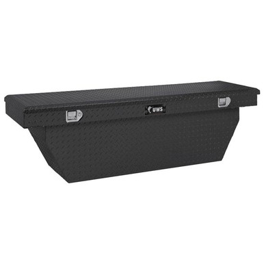 Gloss Black Diamond Plate Aluminum 60 Inch Deep Angled Low Profile Crossover Tool Box For Pickup Trucks 4 State Trucks