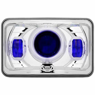 4X6 Inch Low Beam LED Projector Headlight W/ Blue Backlit Auxiliary ...