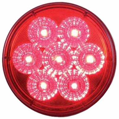 4 Inch Round 7 LED S/T/T Reflector Light - Red LED/ Red Lens - 4 State ...