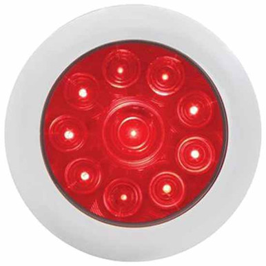 4 Inch Round 10 LED S/T/T Light W/ Bezel - Red LED/ Red Lens - 4 State ...