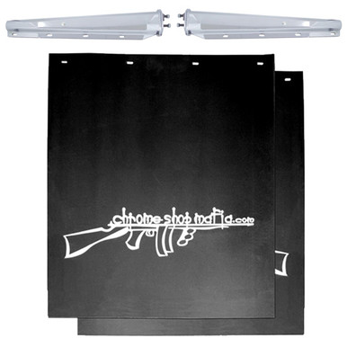CSM 24 X 30 Inch Tommy Gun Logo Mud Flap Kit W/ SS Hangers - 4 State Trucks