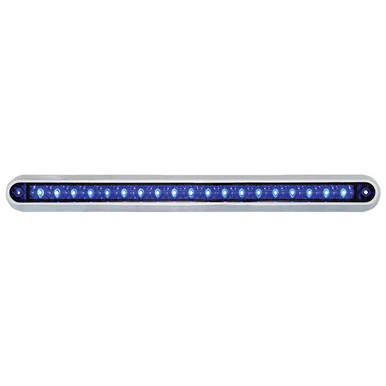12 Inch 18 Diode Light Bar With Chrome Base - Blue LED / Blue Lens - 4 ...