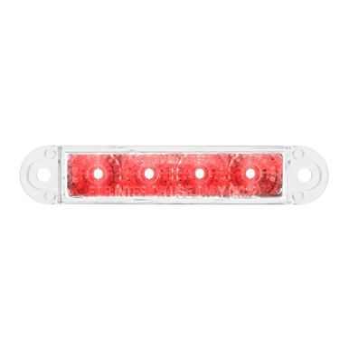 3-1/2 Inch Flush Mount Red-Clear 4 LED Light Bar, 3 Wires - 4 State Trucks