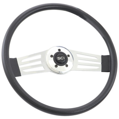 SCI 18 Inch Driver 5 Steering Wheel, Chrome 2-Spoke with Long Slot Cut ...