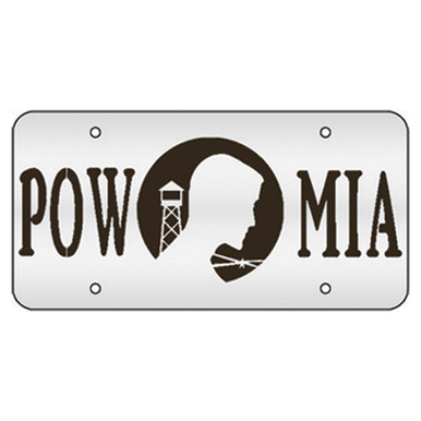 Stainless Steel POW / MIA Cutout Vanity License Plate - 4 State Trucks