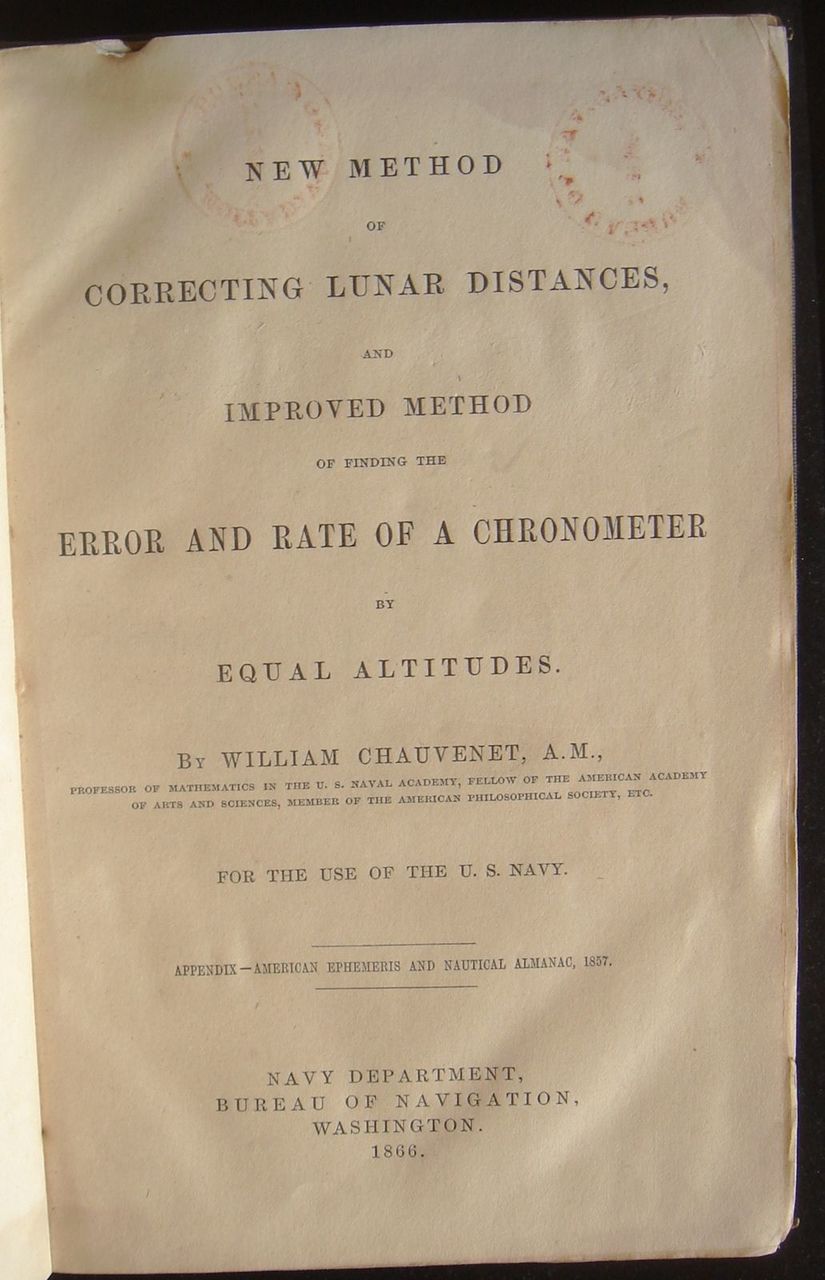 CORRECTING LUNAR DISTANCES ERROR RATE CHRONOMETER ALTITUDES EPHEMERA ...