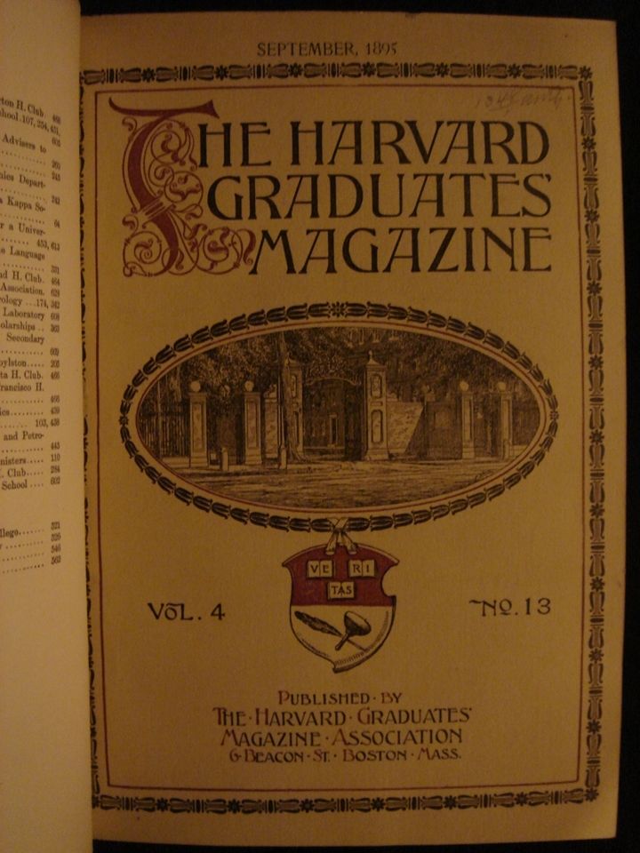 HARVARD GRADUATES Magazine, Vol 4 #13-16 - 1895-'96 - Panoply Books