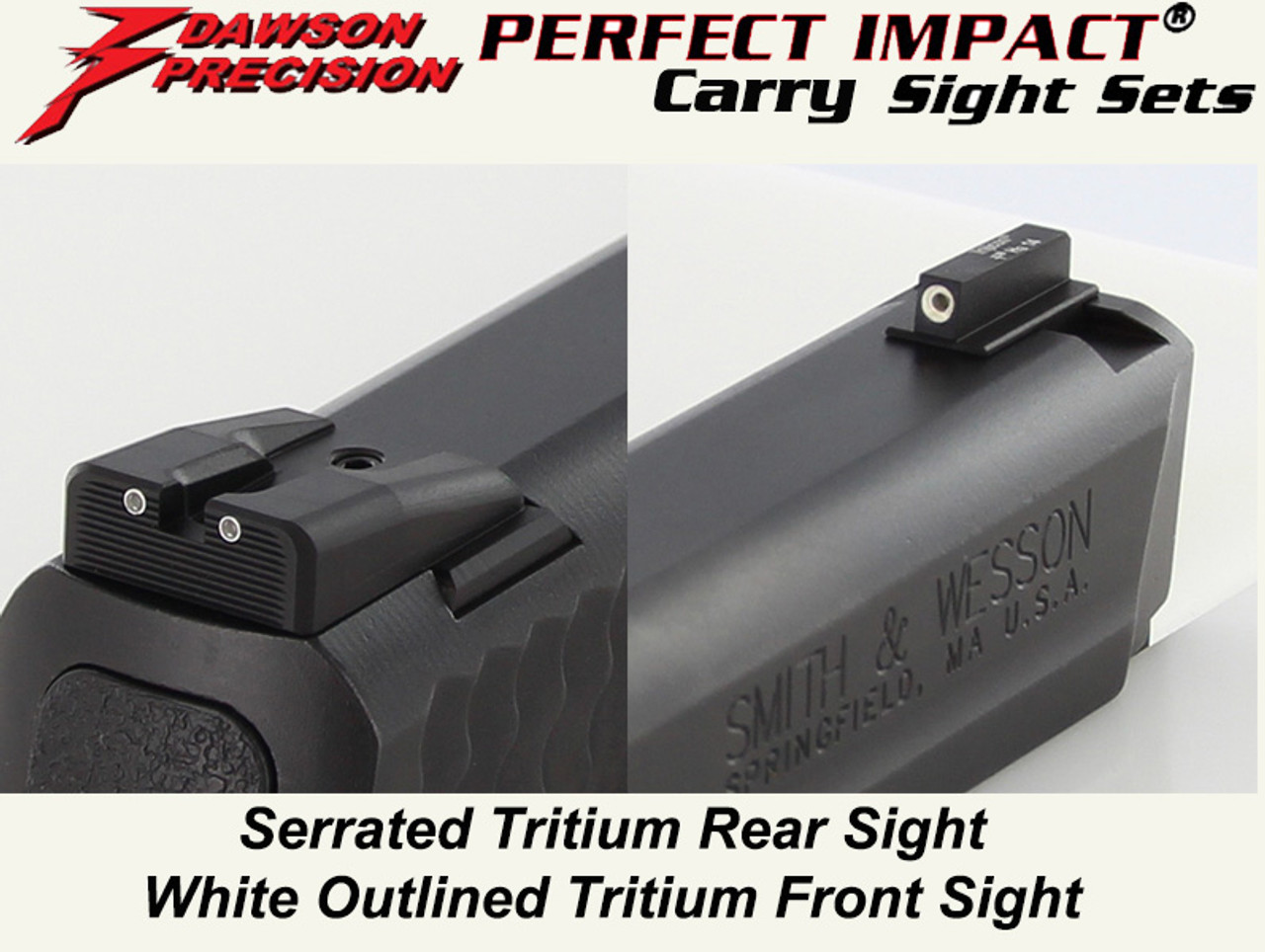 Sight Set, for Smith & Wesson® M&P® Pistols, Fixed Carry Tritium Rear and Tritium Front, by ...