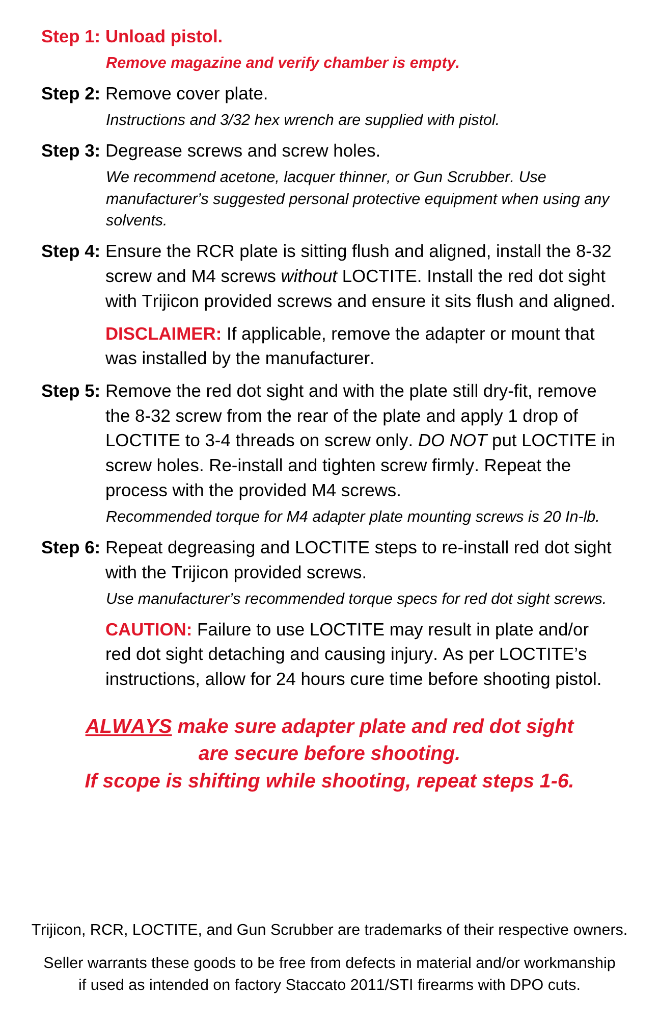 Dawson Precision® Optic System Installation Instructions