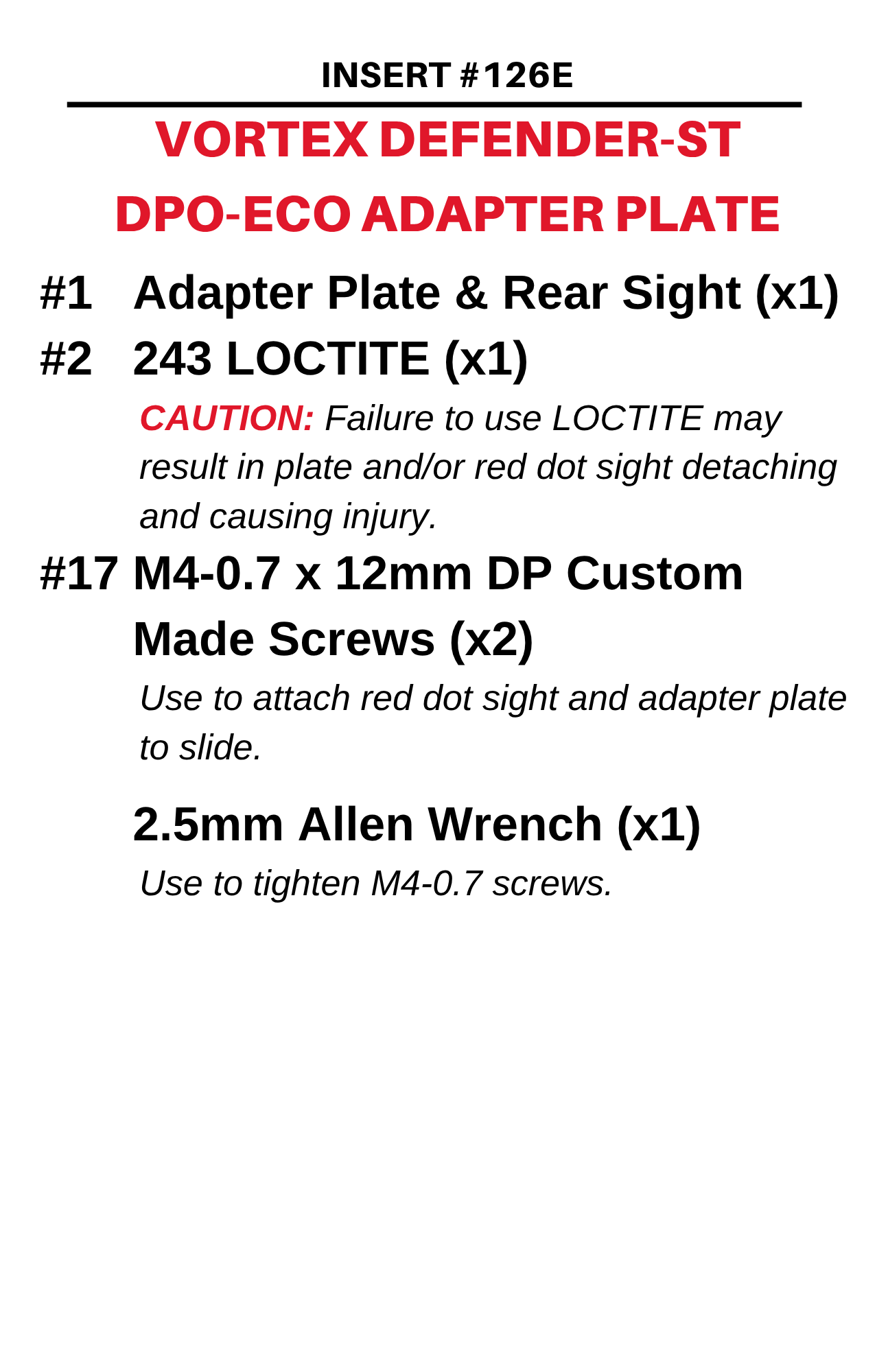 Dawson Precision® Optic System Installation Instructions