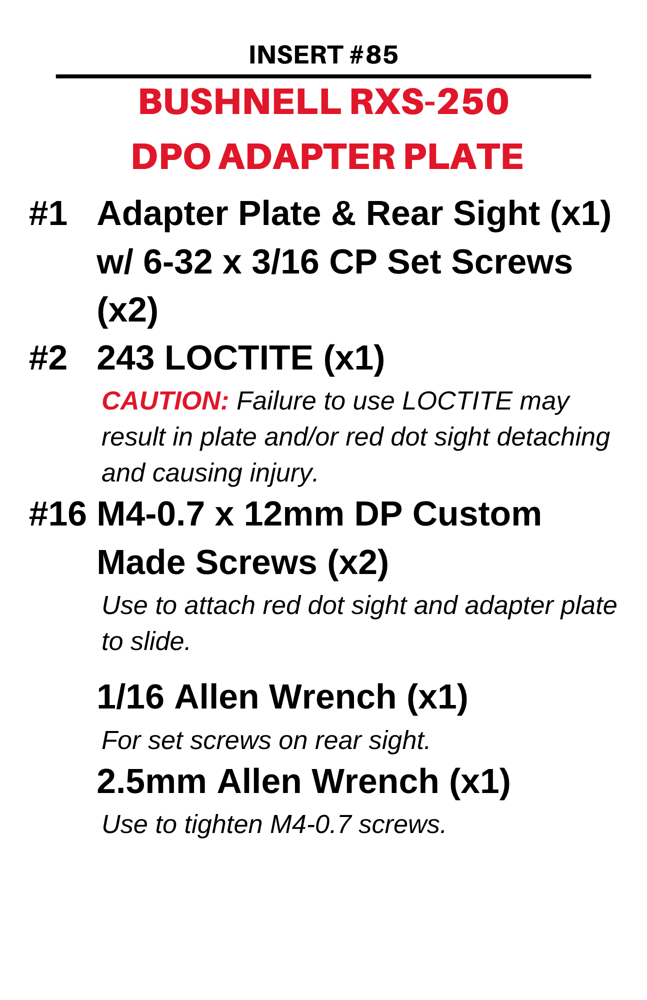 Dawson Precision® Optic System Installation Instructions