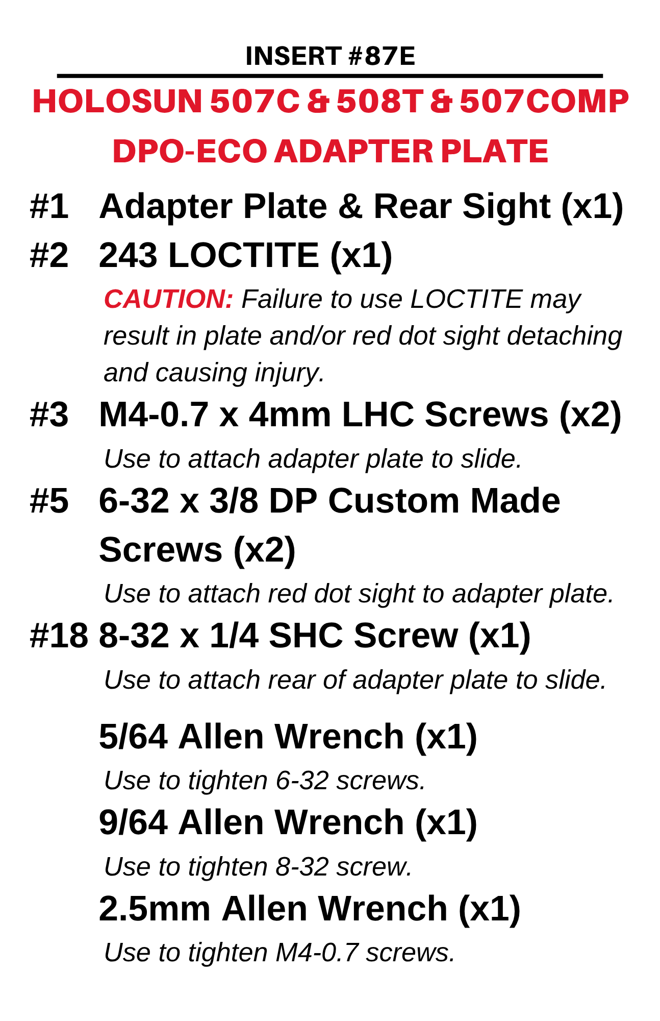 Dawson Precision® Optic System Installation Instructions