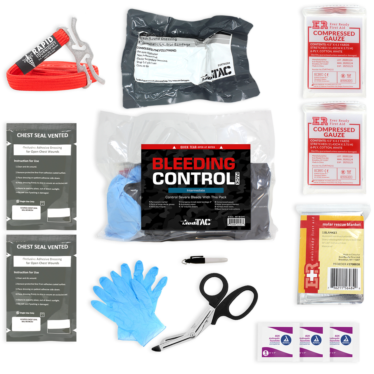 MediTac Intermediate Bleeding Control Pack Feat. RATS Tourniquet ...