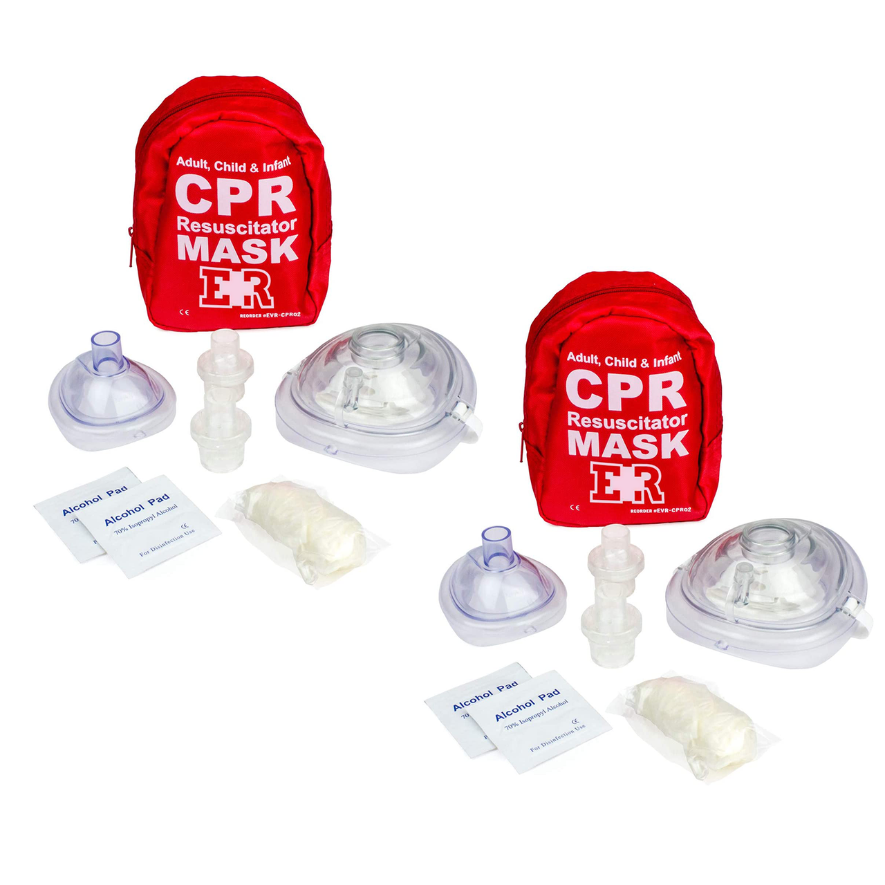 Ever Ready First Aid Adult and Infant CPR Mask Combo Kit - Red - Dixie EMS