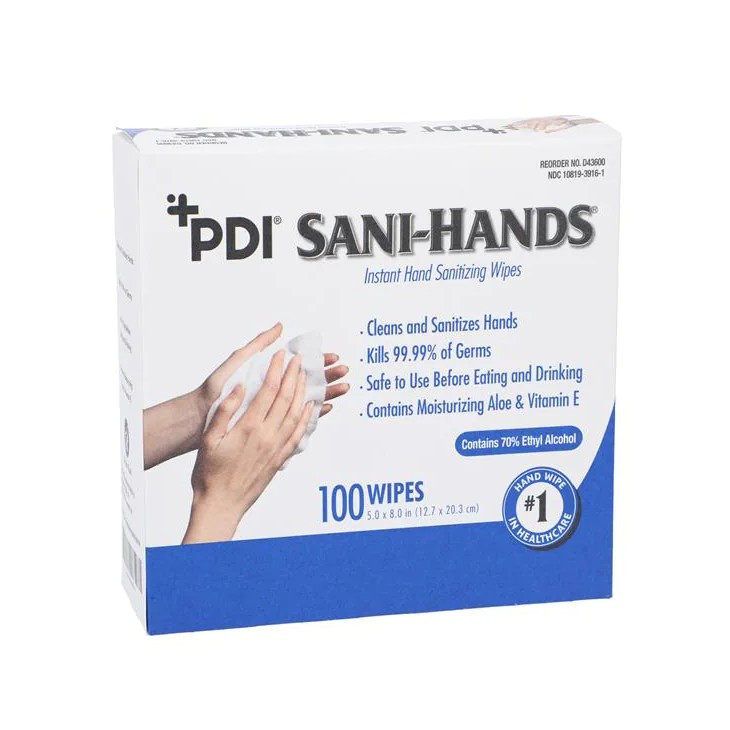 Sani-Hands Sanitizer Hand Wipes Sani-Hands 70% Ethyl Alcohol Packets ...