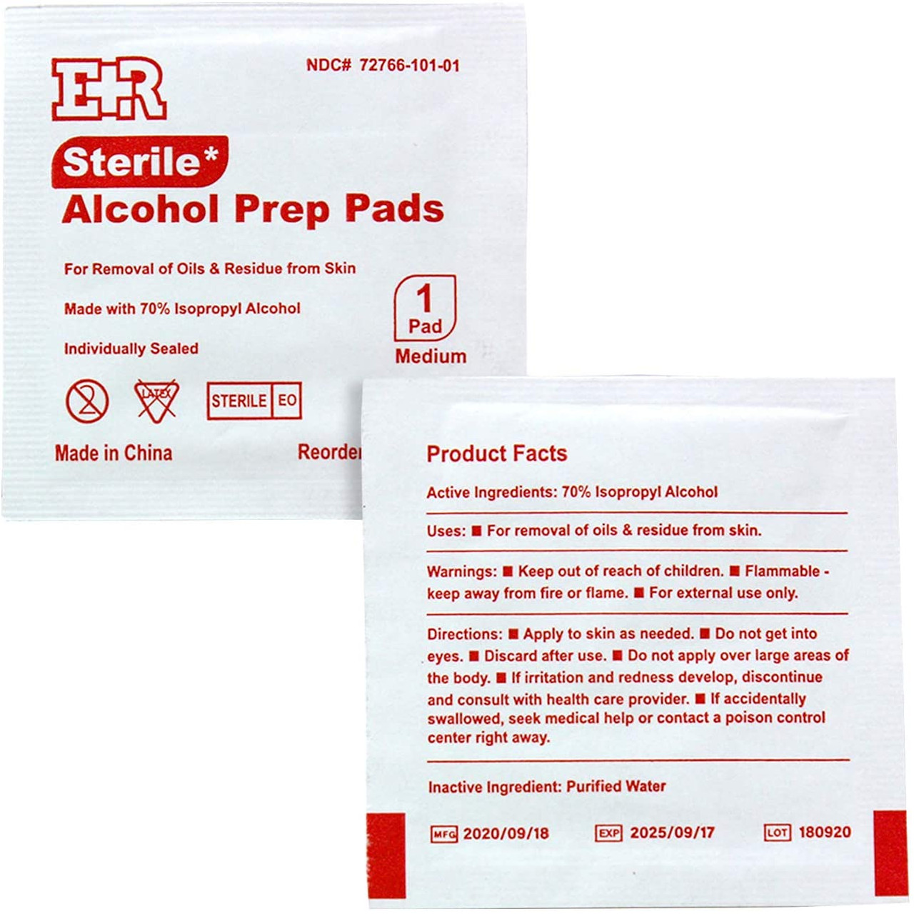 Ever Ready First Aid Alcohol Prep Pads, Medium 2-Ply Alcohol Wipes ...