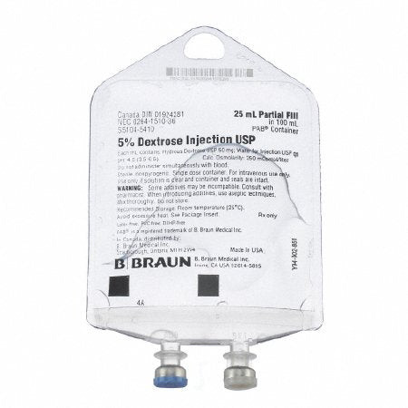 Dextrose 5% In Water Injection PAB Bag, 50mL - Dixie EMS