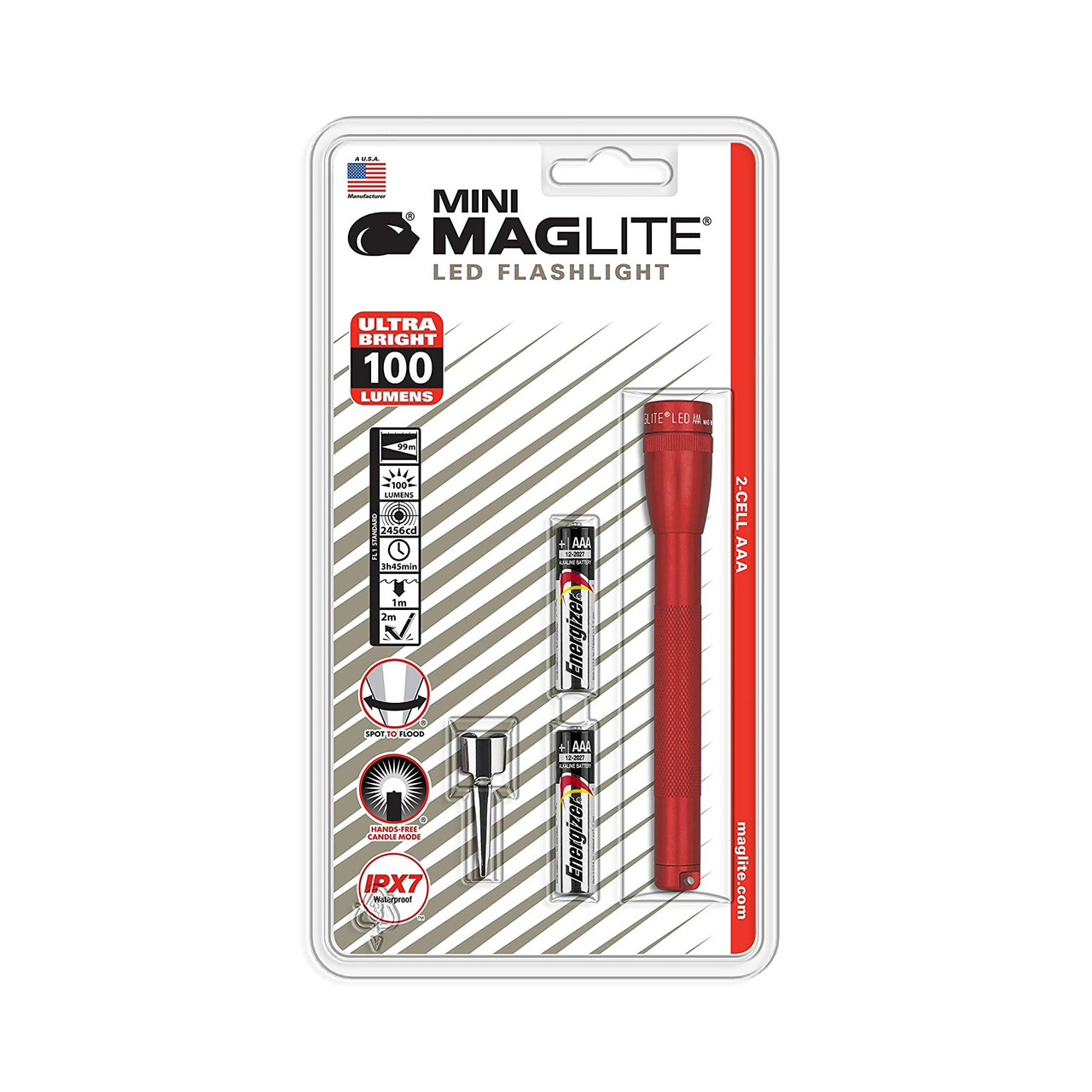 Maglite Mini LED 2-Cell AAA Flashlight, Red