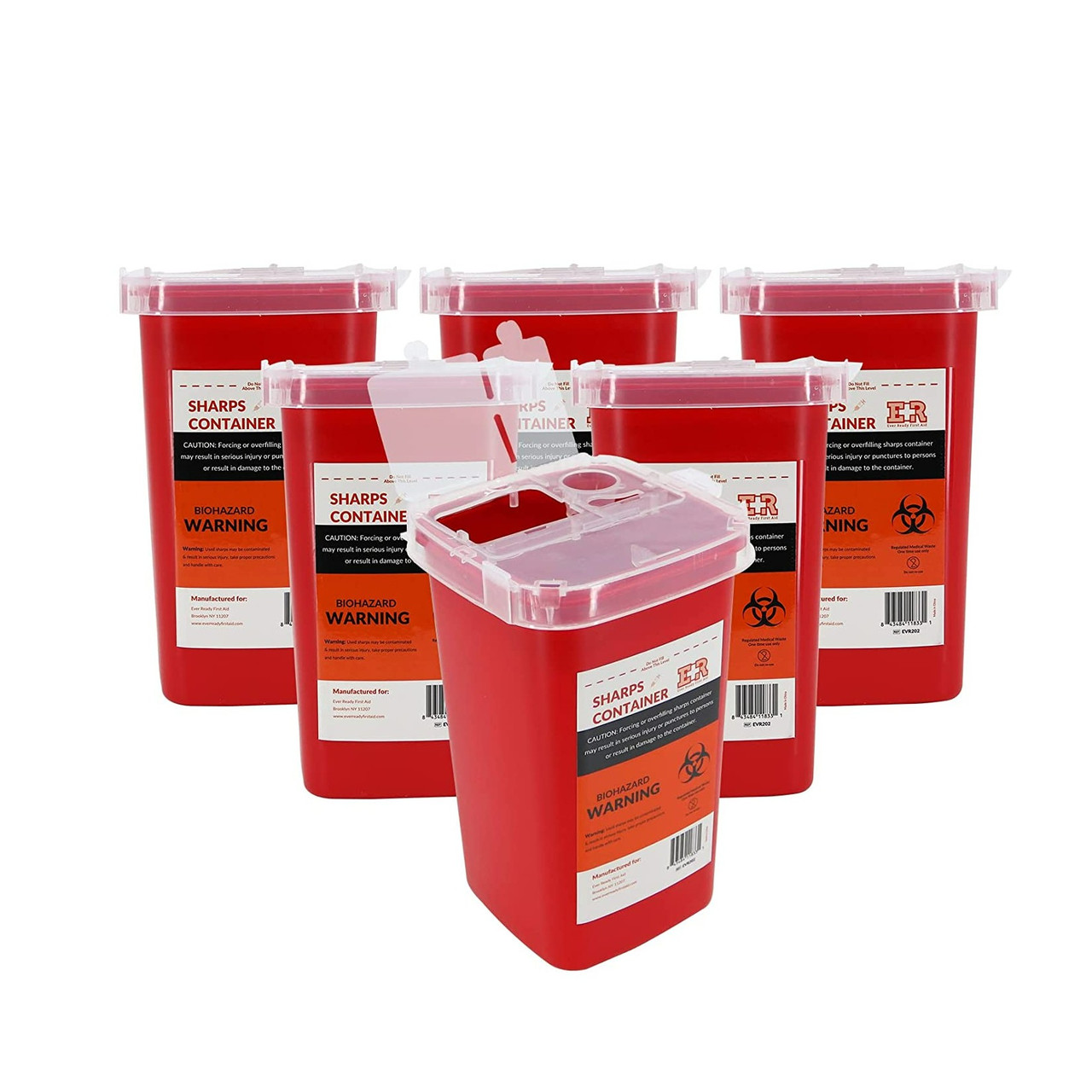 Ever Ready First Aid Sharps Container with Split Lid Design and Locking ...