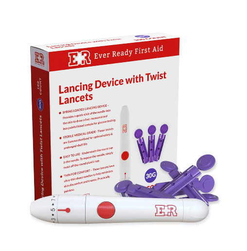 Ever Ready First Aid Lancing Device with Twist Lancets -100 Count