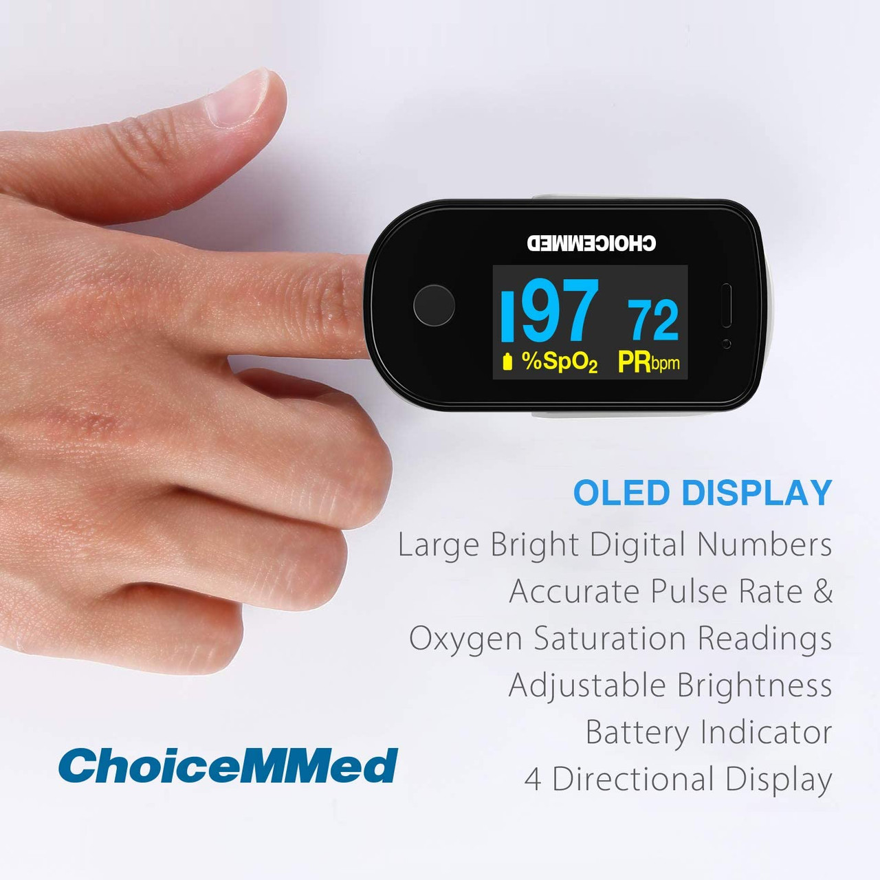 Black Dual Color OLED Finger Pulse Oximeter