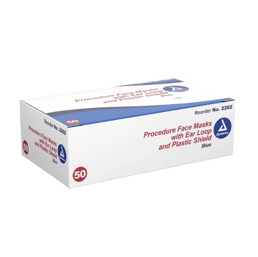 Dynarex Face Mask Ear Loop Procedure with Plastic Shield