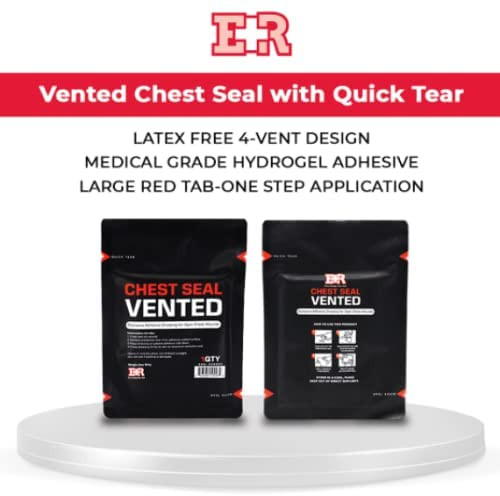 Ever Ready First Aid Vented Chest Seal with Quick Tear - 6.6” Square ...