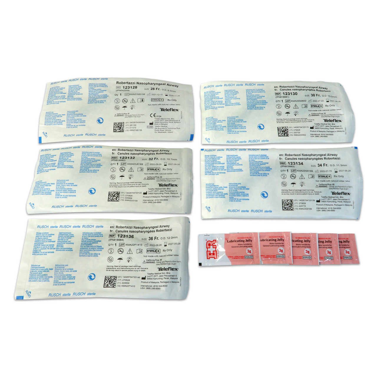 Ever Ready First Aid Robertazzi Naso Airway 28-36 FR Set of 5 with 5 ...