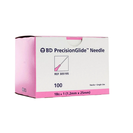 Hypodermic Needle 18G X 1", Box of 100