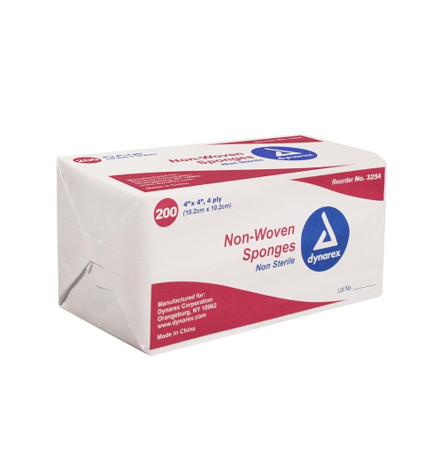 Dynarex Non-Woven Sponge, Non-Sterile 4 x 4, Box of 200