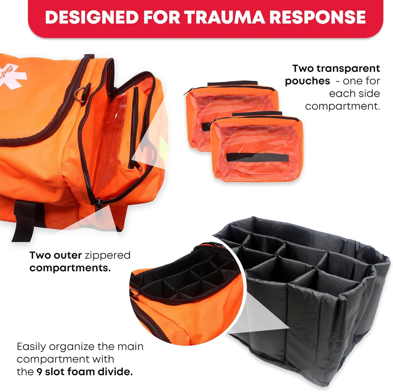 Ever Ready First Aid Filled Large Medic First Responder EMT Trauma Bag ...