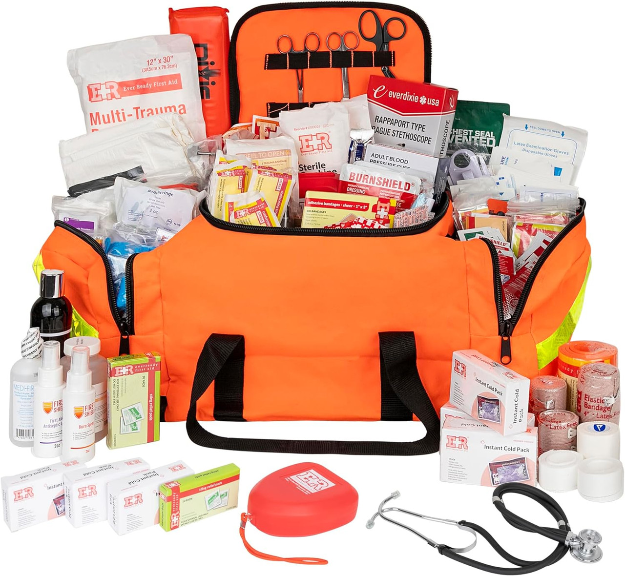 Ever Ready First Aid Filled Large Medic First Responder EMT Trauma Bag ...