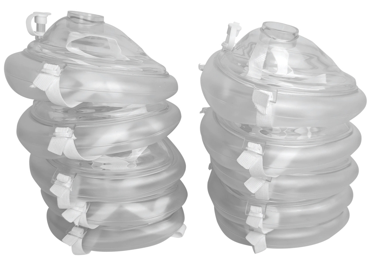 Kemp CPR Training Mask Kit with CPR Mask Cuffs & Training Valves (10 Sets)