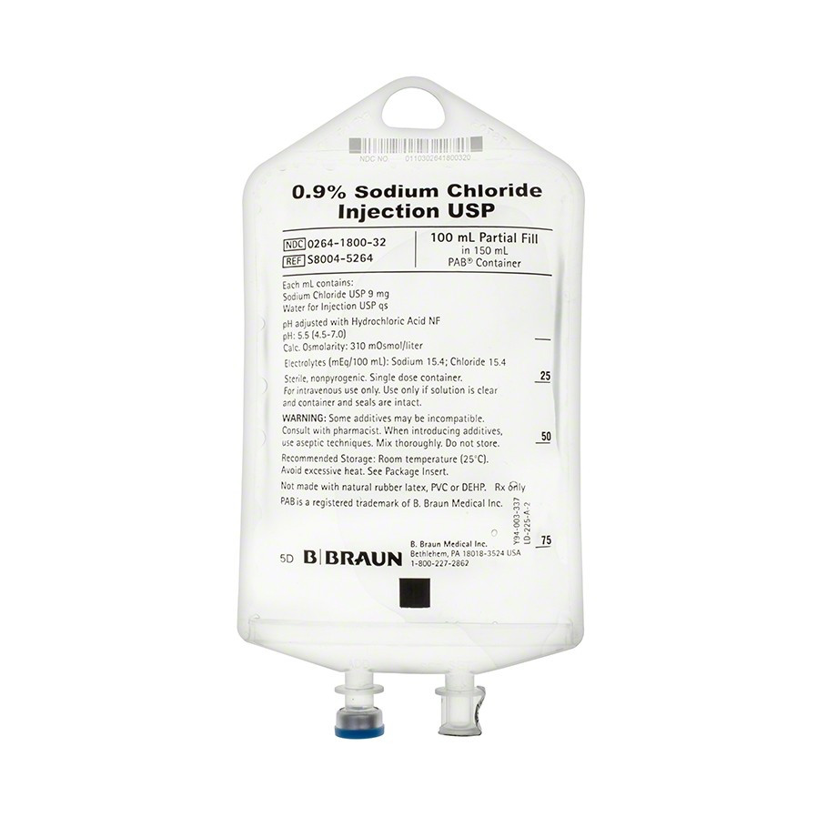 0.9% Sodium Chloride Injection USP, 100 mL Fill in 150 mL PAB® Container