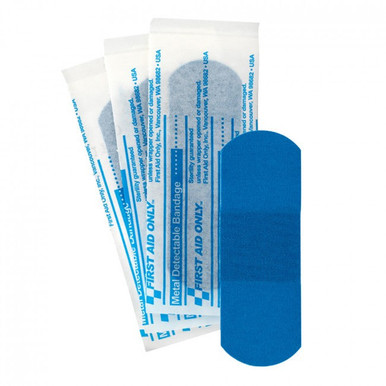 Blue Metal Detectable Bandages, Woven, Strip, 1” x 3” - 100/box - Dixie EMS