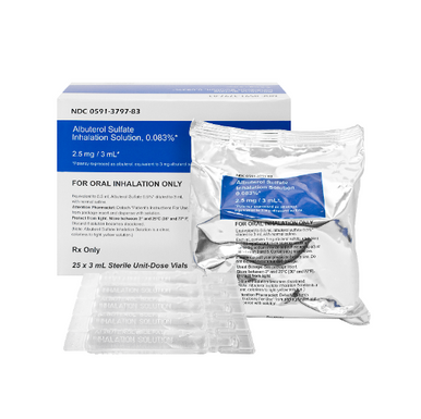 Albuterol Sulfate Inhalation Solution, 0.083% - 3mL Vial, 25/box ...